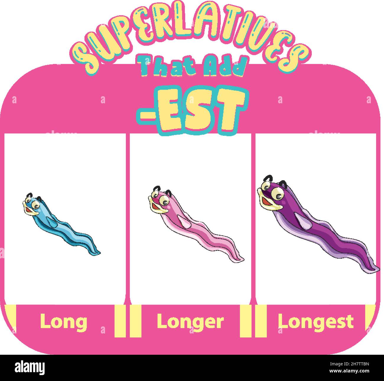 Comparative and Superlative Adjectives for word long illustration Stock ...