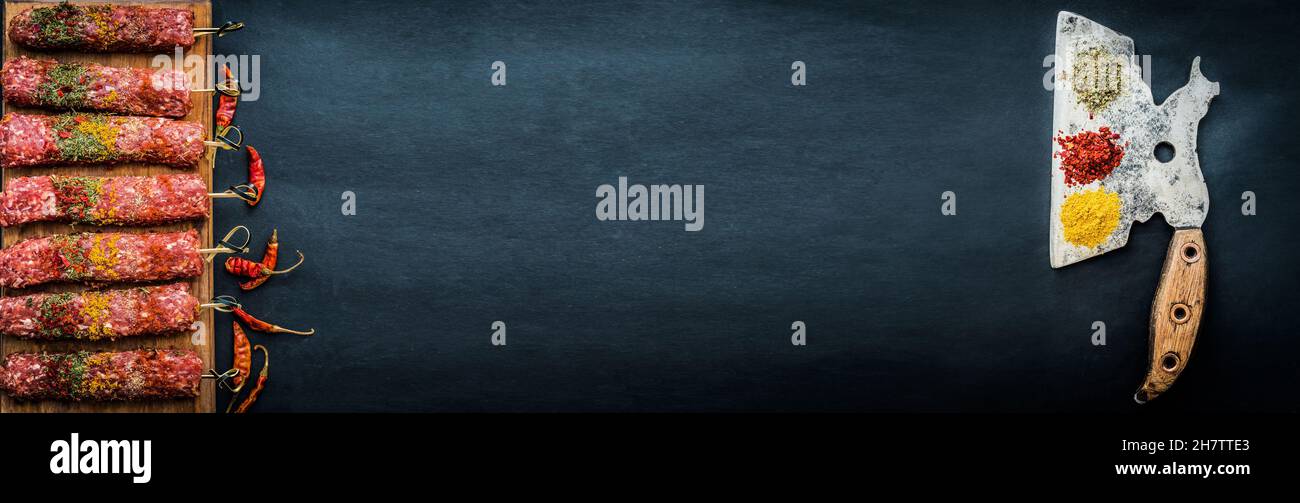 Raw kebab with pepper Stock Photo - Alamy