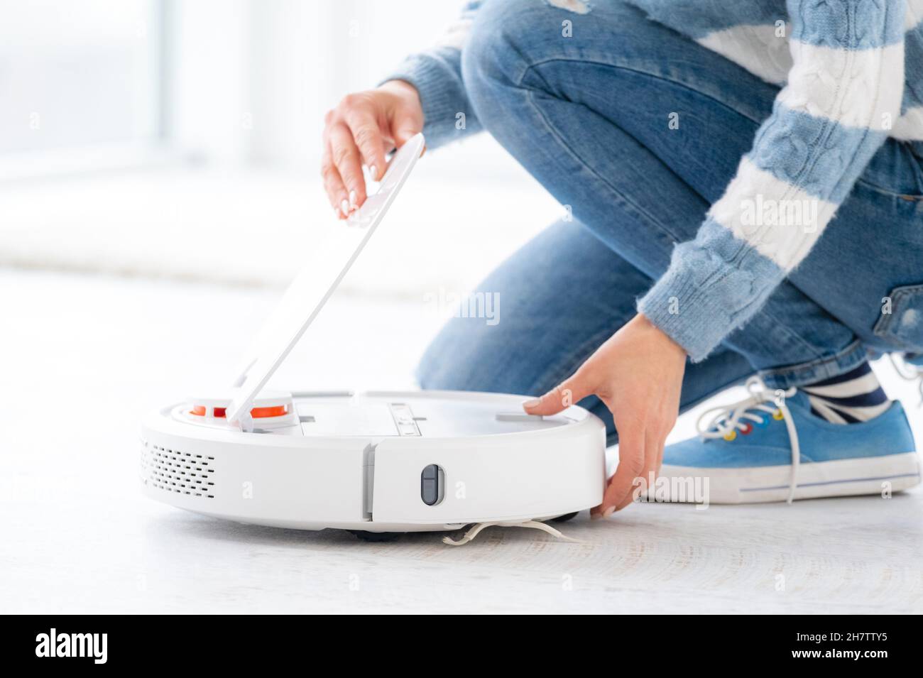 Cleaning robotic hoover Stock Photo - Alamy