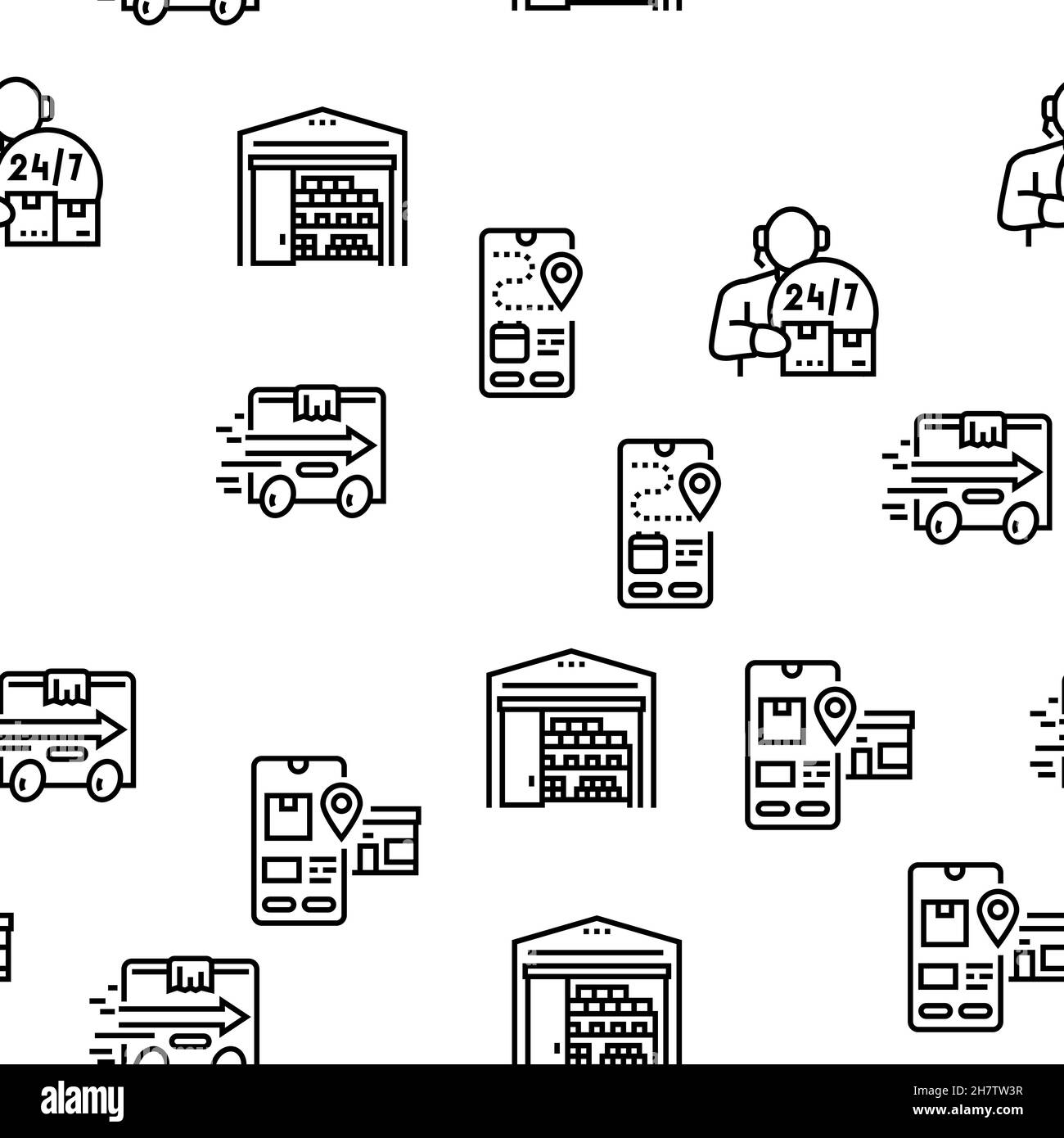 Delivery Service Application Vector Seamless Pattern Stock Vector Image ...