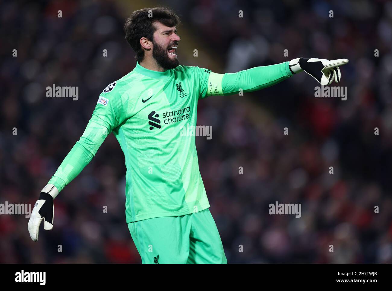 Liverpool, England, 24th November 2021. Alisson Becker of Liverpool ...
