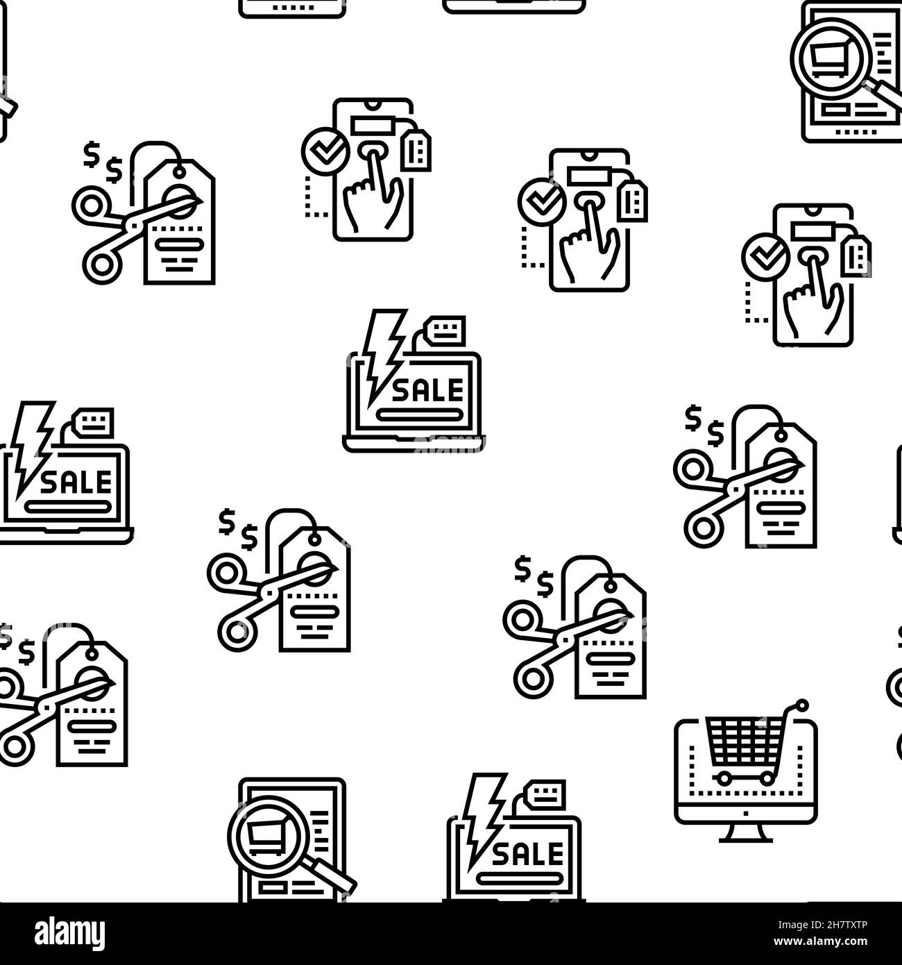 Ecommerce And Online Shopping Vector Seamless Pattern Stock Vector ...