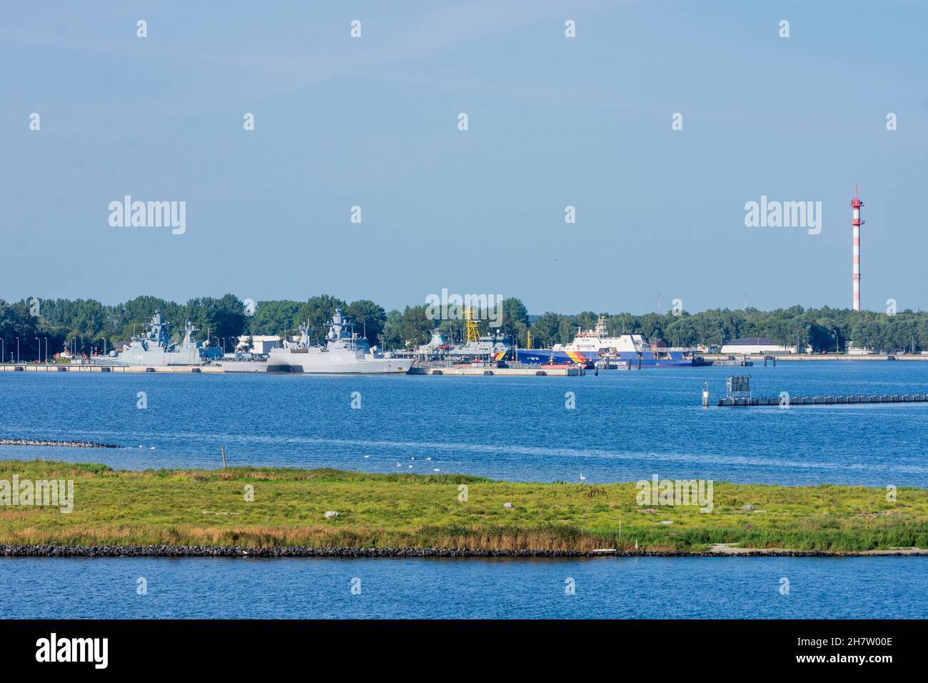 Speedboat and coast guard ships in ostsee baltic sea hi-res stock ...