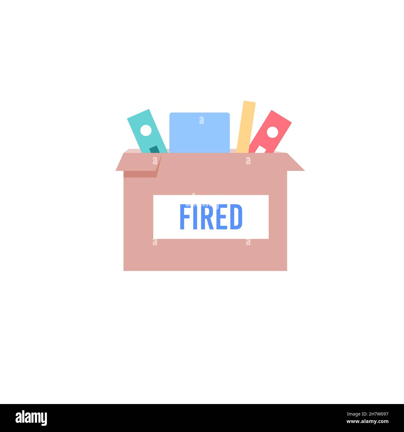 Flat cartoon box with office stuff,items storage and transportation ...