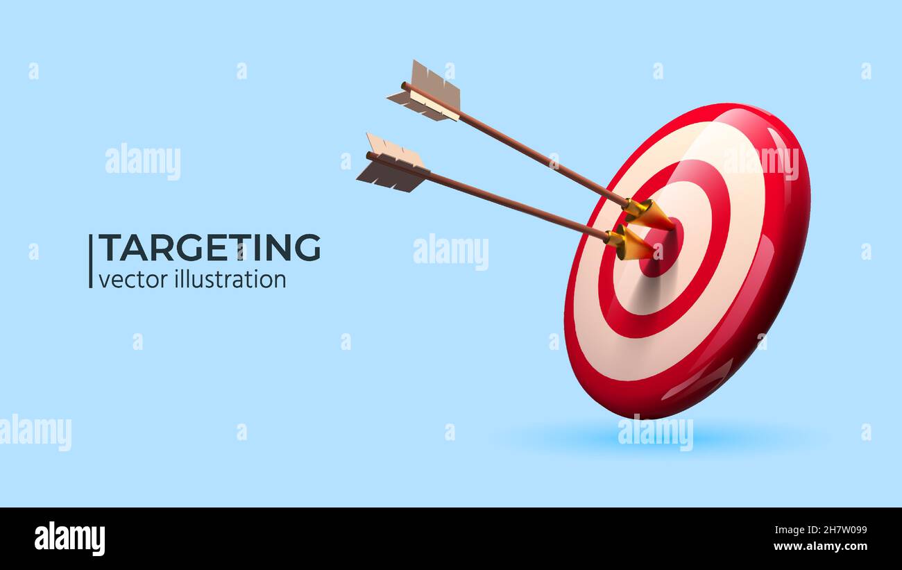 Targeting the business concept. Realistic 3d design red target and ...