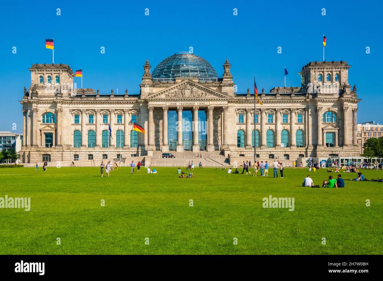 Gorgeous view of the western side of the famous Reichstag building with ...