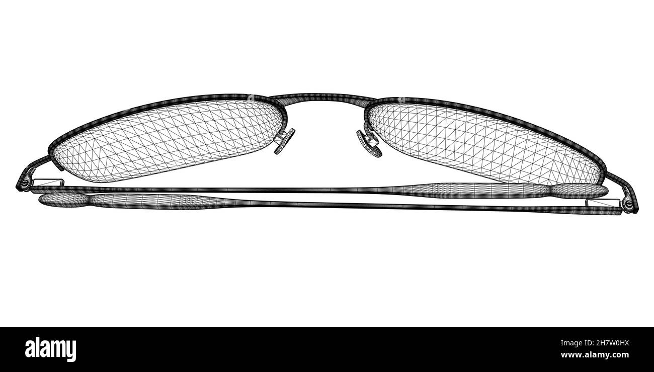 Wireframe of folded glasses from black lines isolated on white ...