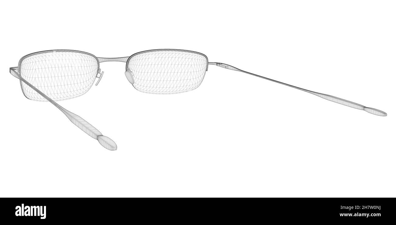 Wireframe of eyeglasses from black lines isolated on white background ...