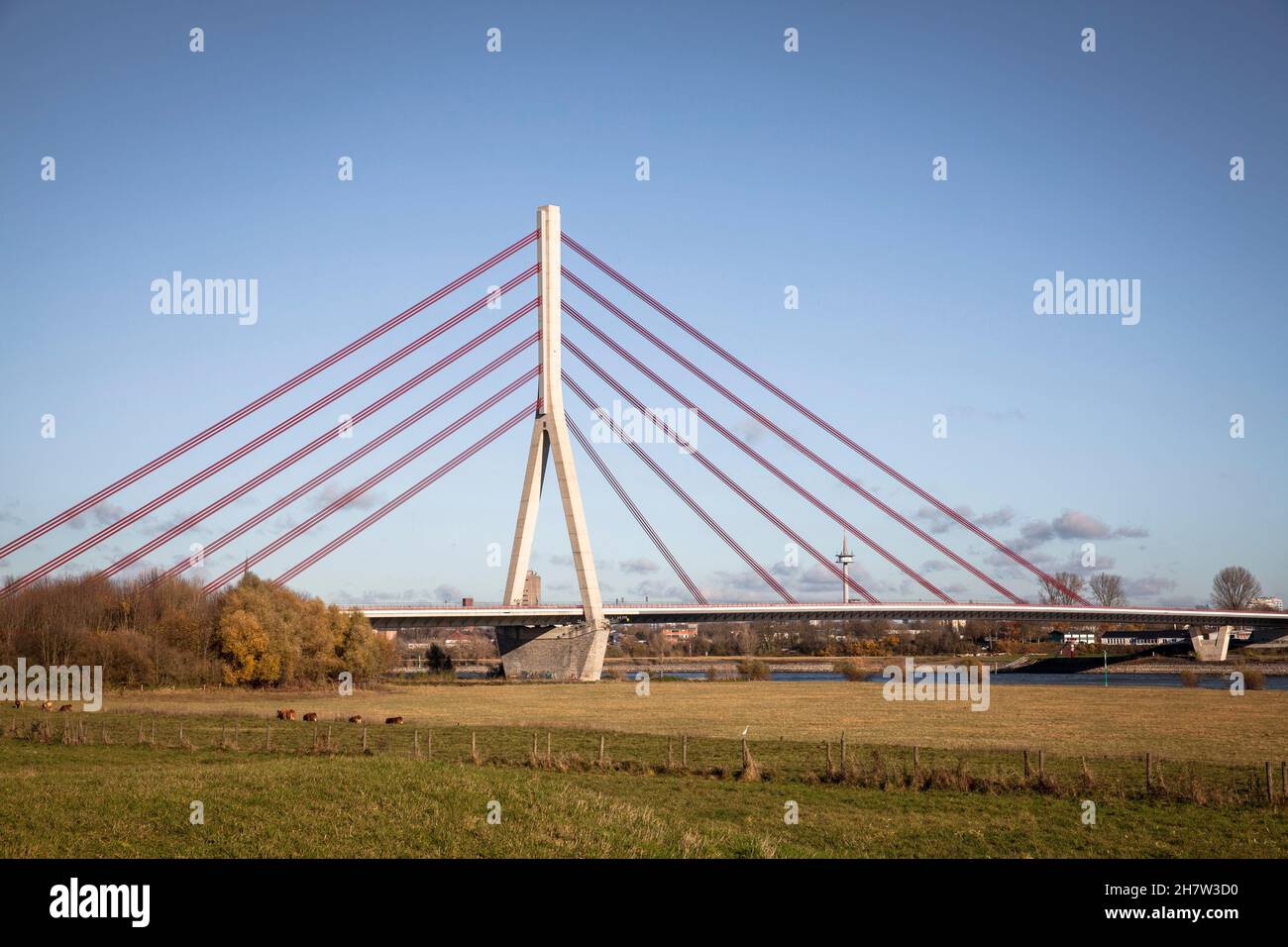the Niederrhein bridge over the river Rhine, Wesel, North Rhine ...