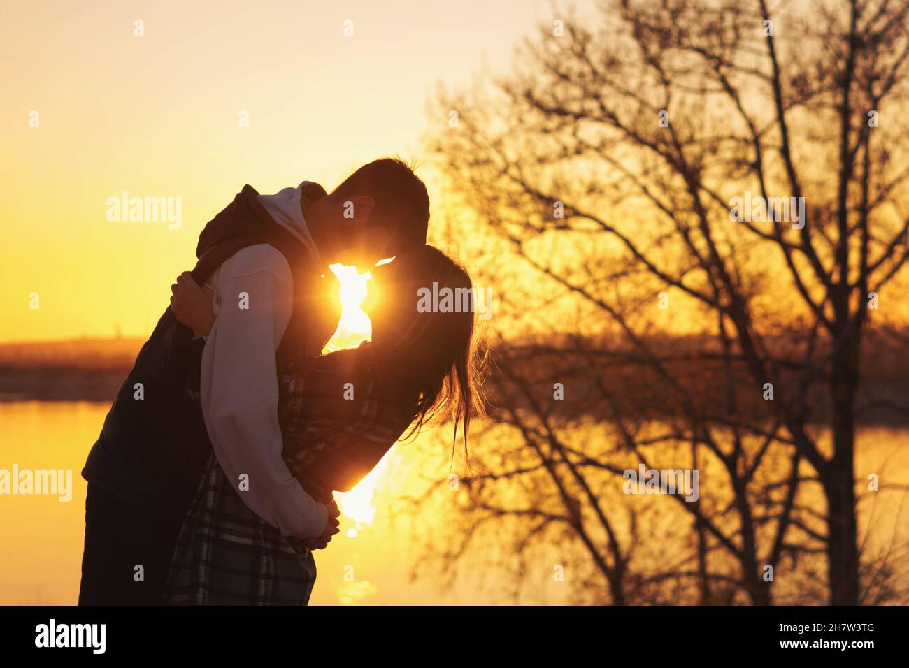 Couple Embrace Silhouette