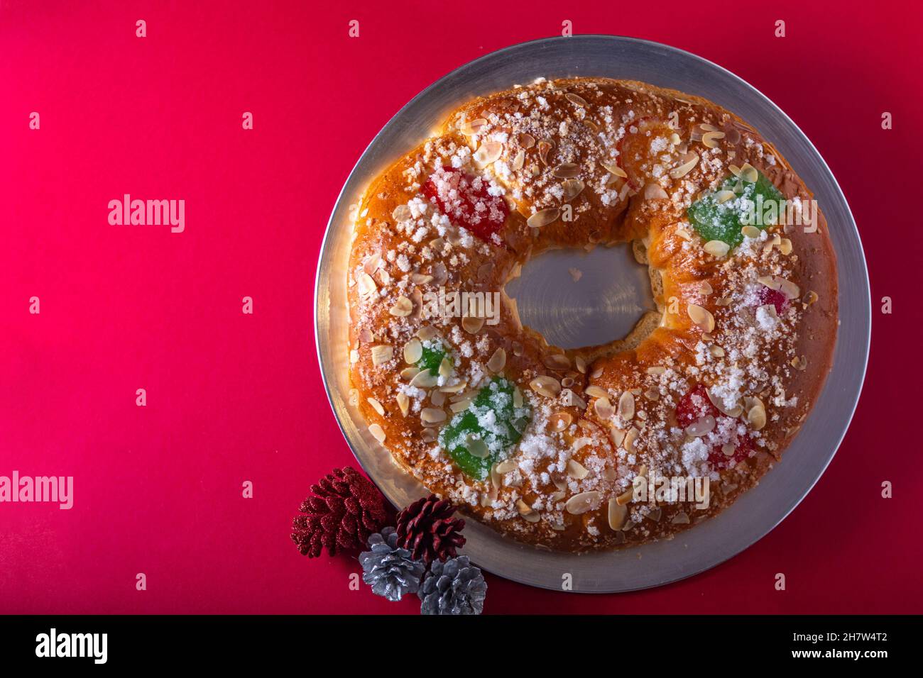 shot of the traditional "roscon de Reyes" (Epiphany cake) traditional ...
