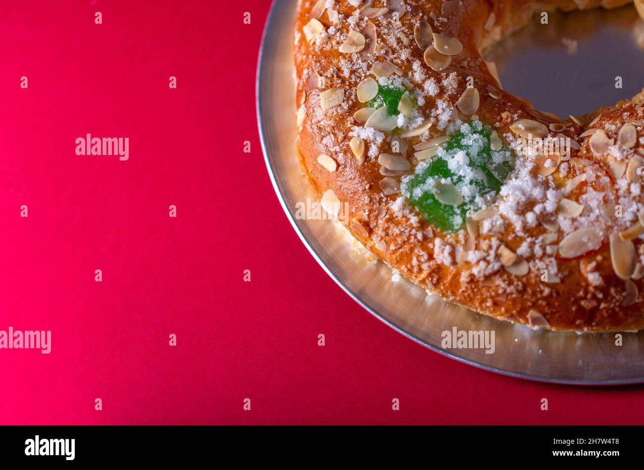 shot of the traditional "roscon de Reyes" (Epiphany cake) traditional ...