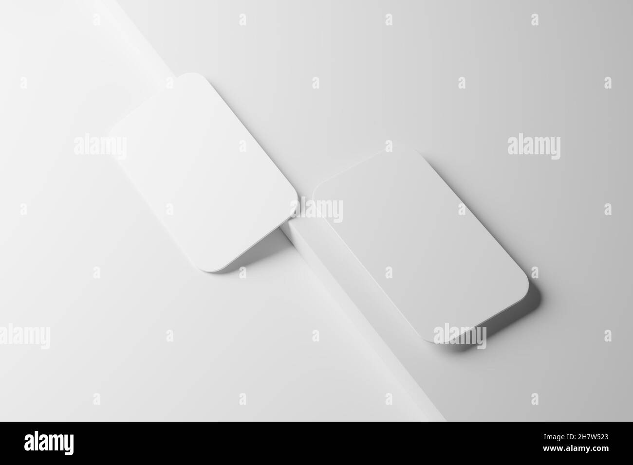 Vertical Round Corner Business Card White Blank 3D Rendering Mockup ...