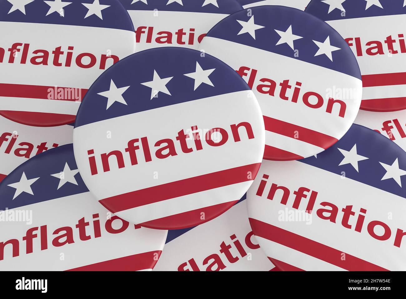 USA Politics Badges: Pile of Inflation Buttons With US Flag, 3d ...