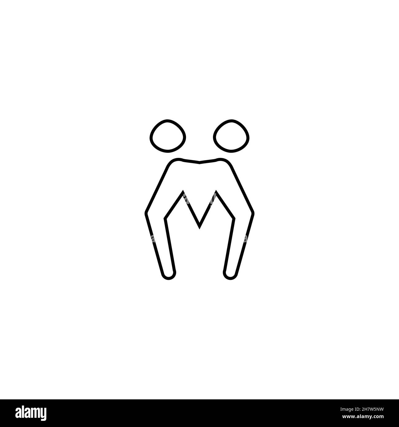 Conjoined twins line icon. Simple style siamese twins day poster ...