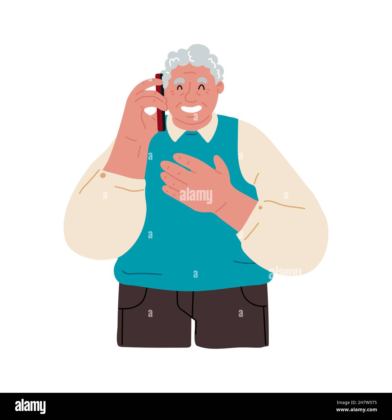 Old man standing and speaking on mobile phone.Eldery man using cellular ...
