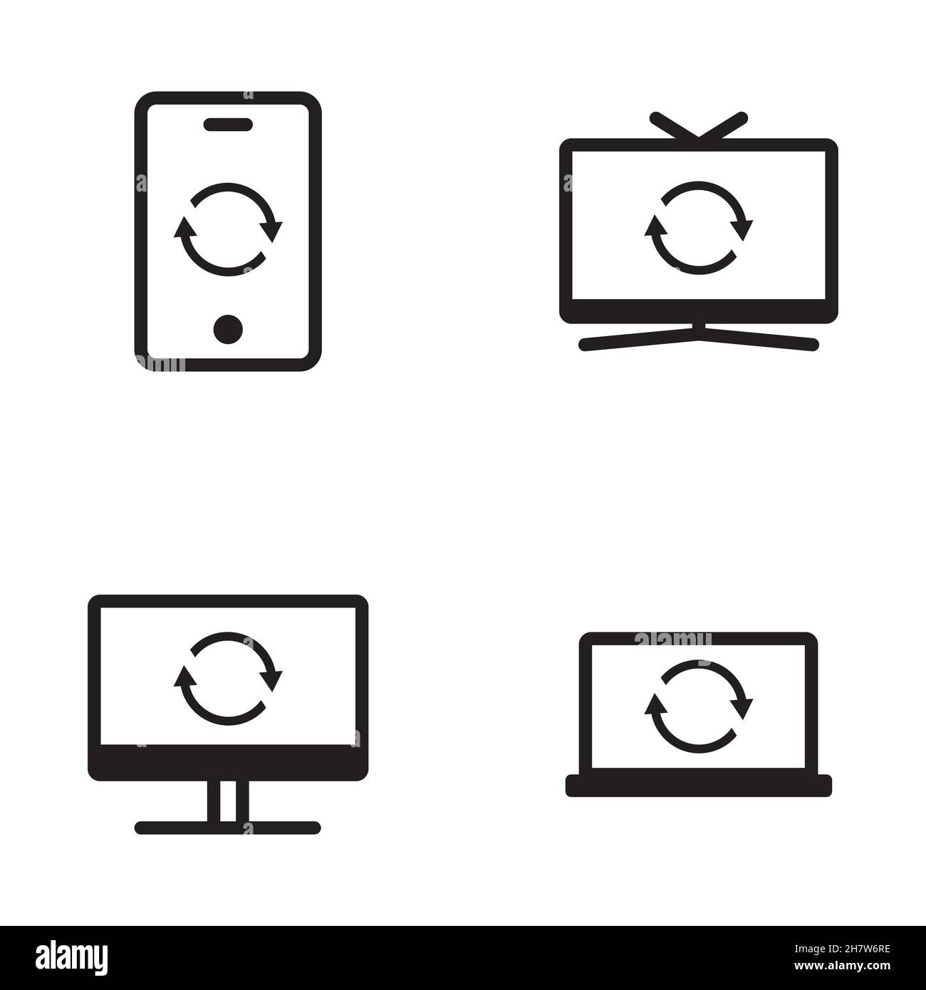 Software updates for phone, TV, computer and laptop. Simple icon ...