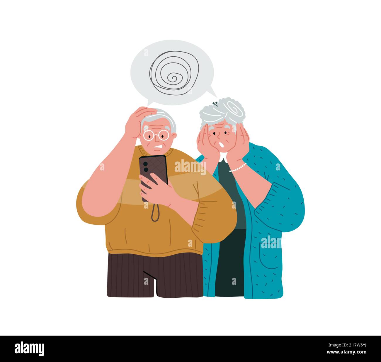 Confused phone senior Stock Vector Images - Alamy