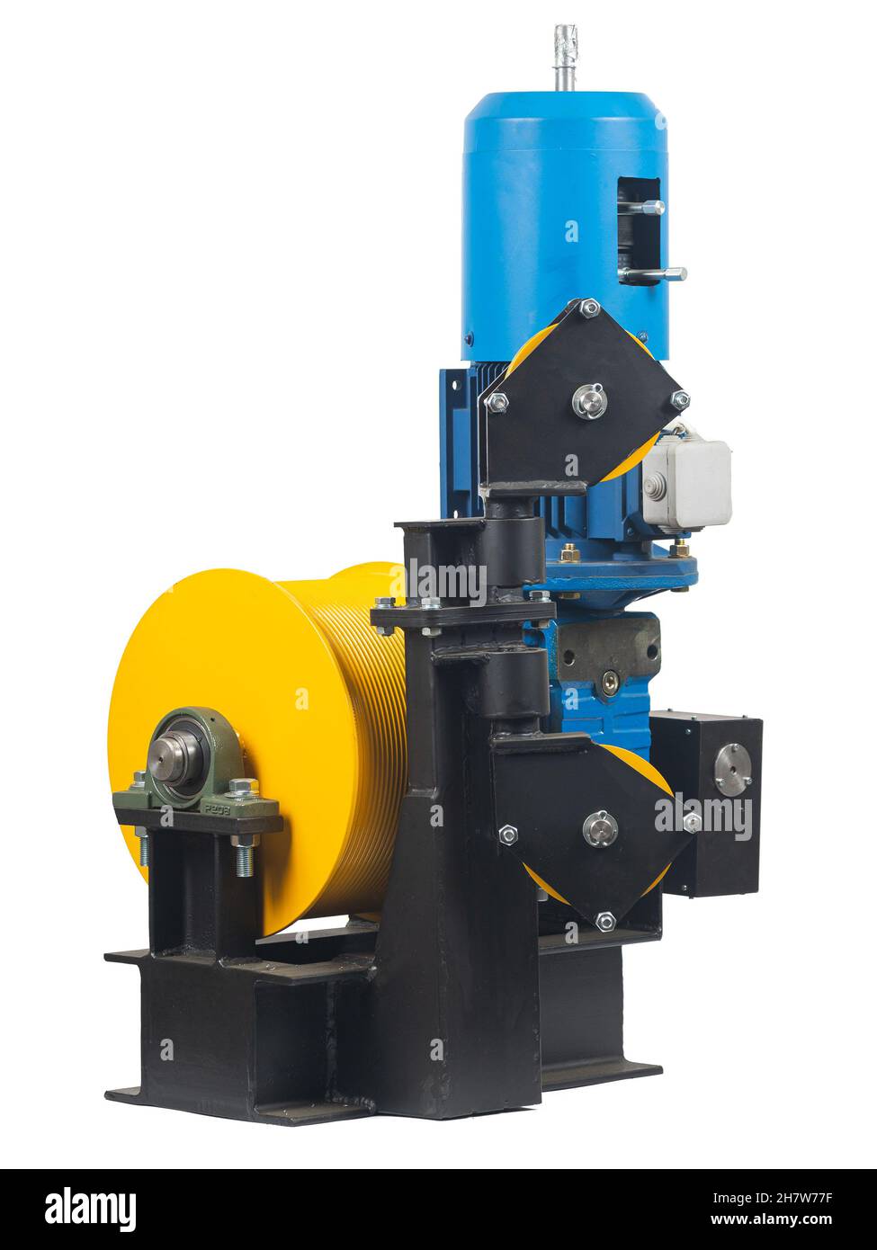 Close-up industrial winch on white isolated background Stock Photo - Alamy