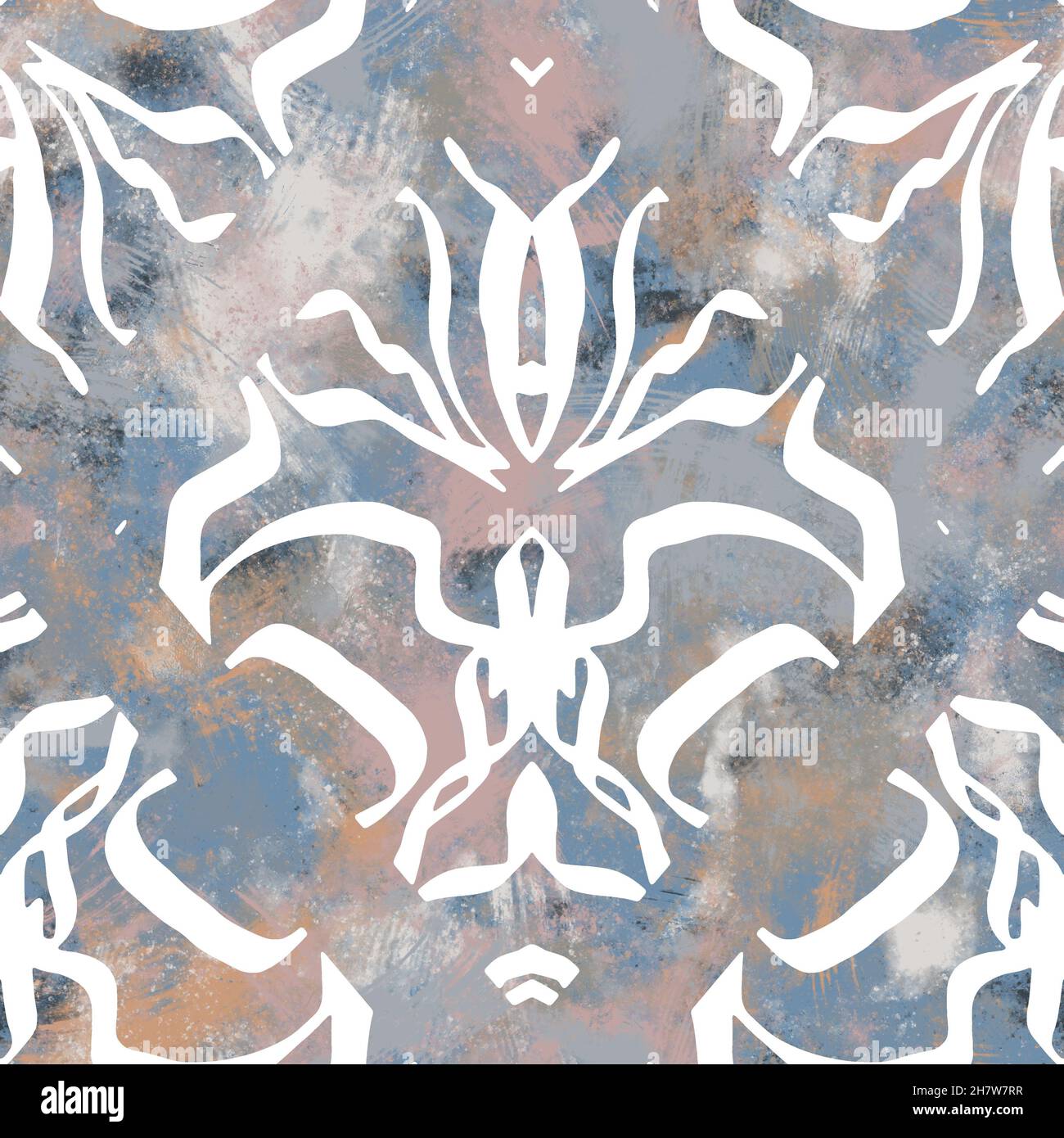 Seamless neutral and white grungy classic abstract surface pattern ...