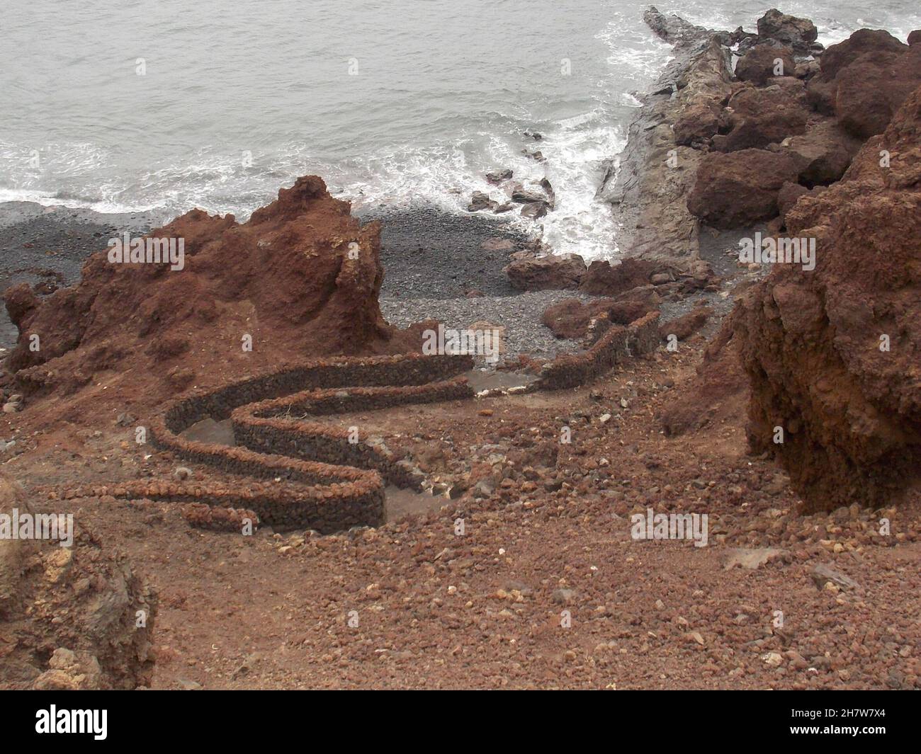 Lanzarote Spanish island. It seems that a snake has passed through here ...