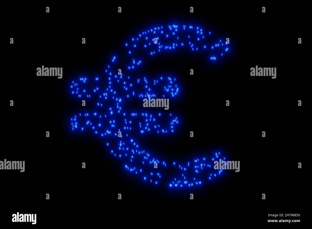 Euro shape made from ones and zeros. Conceptual illustration of ...