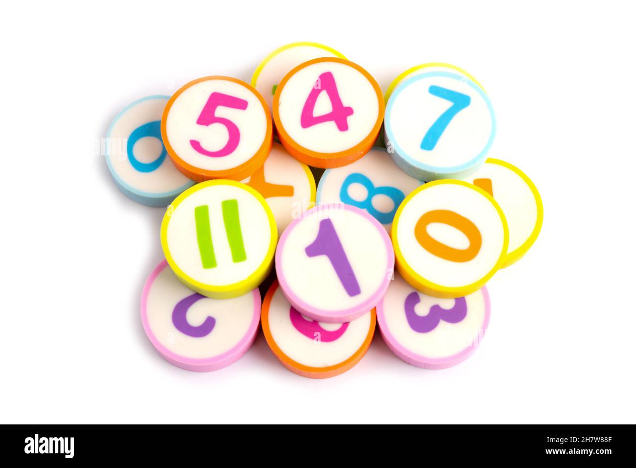 Math number colorful on white background, education study mathematics ...