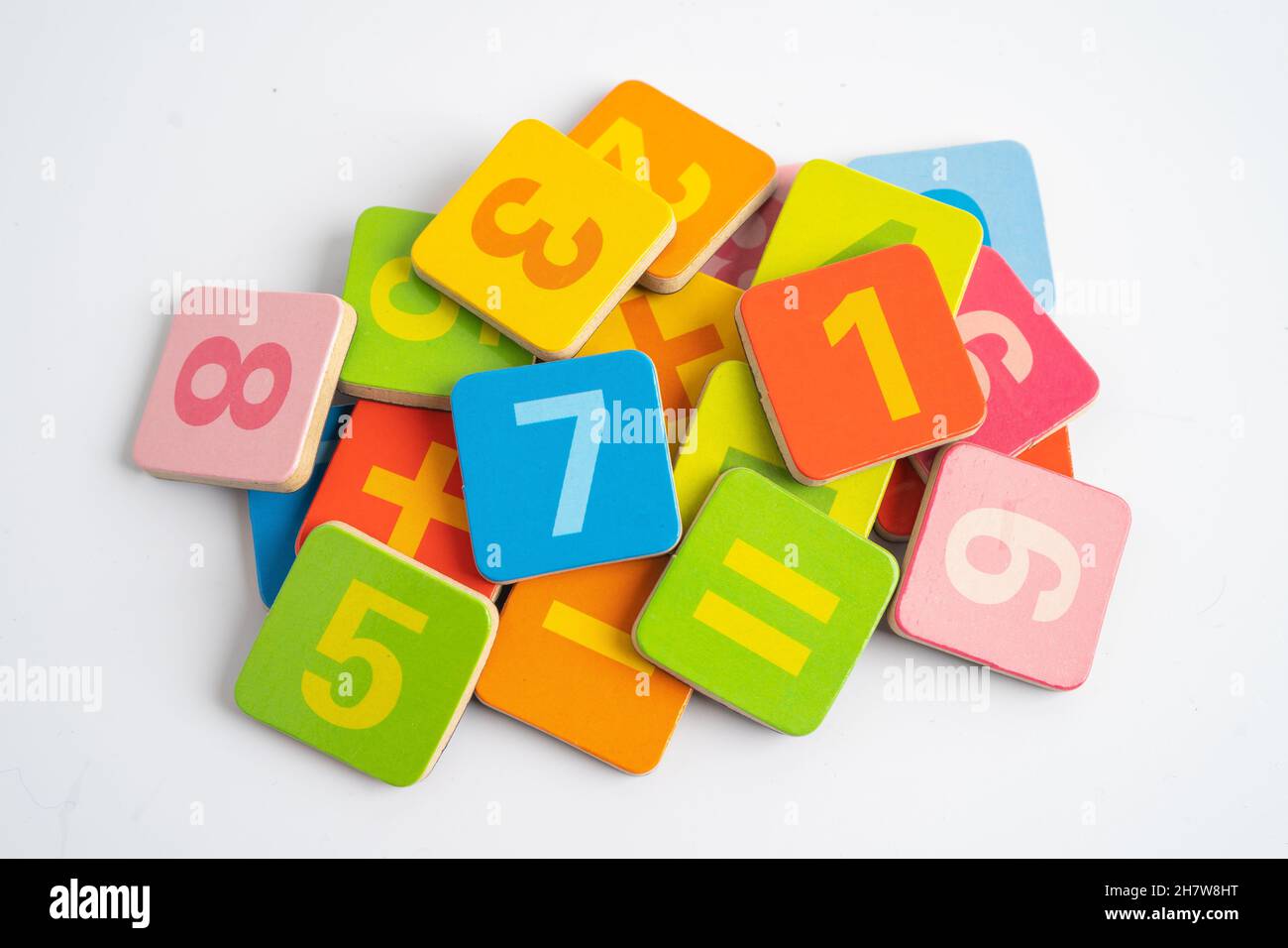 Math number colorful on white background, education study mathematics ...