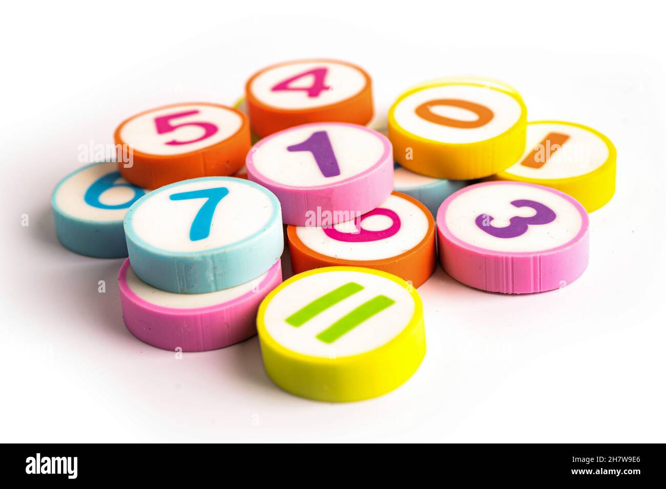 Math number colorful on white background, education study mathematics ...