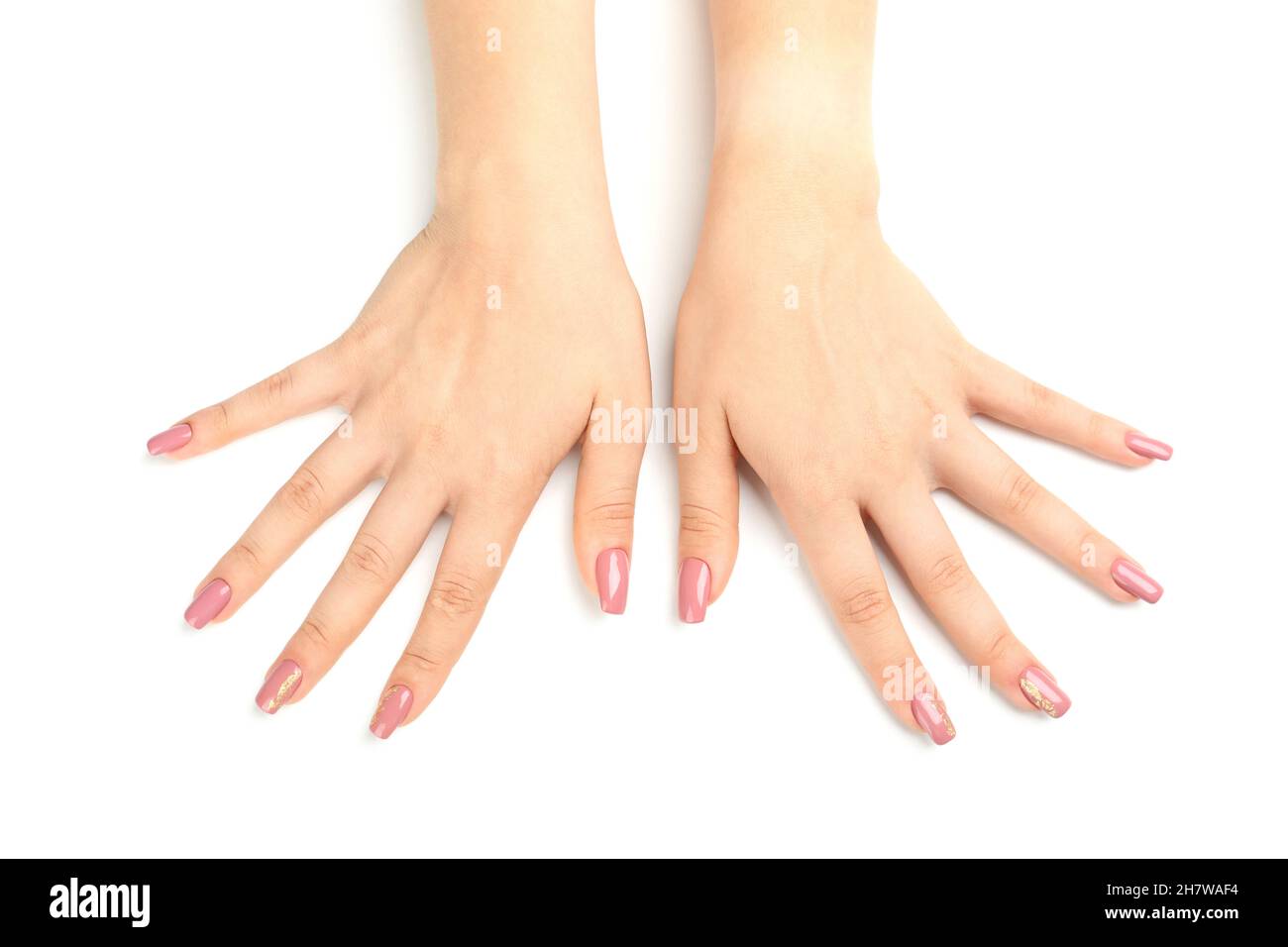 Beautiful female hands isolated on white background Stock Photo - Alamy