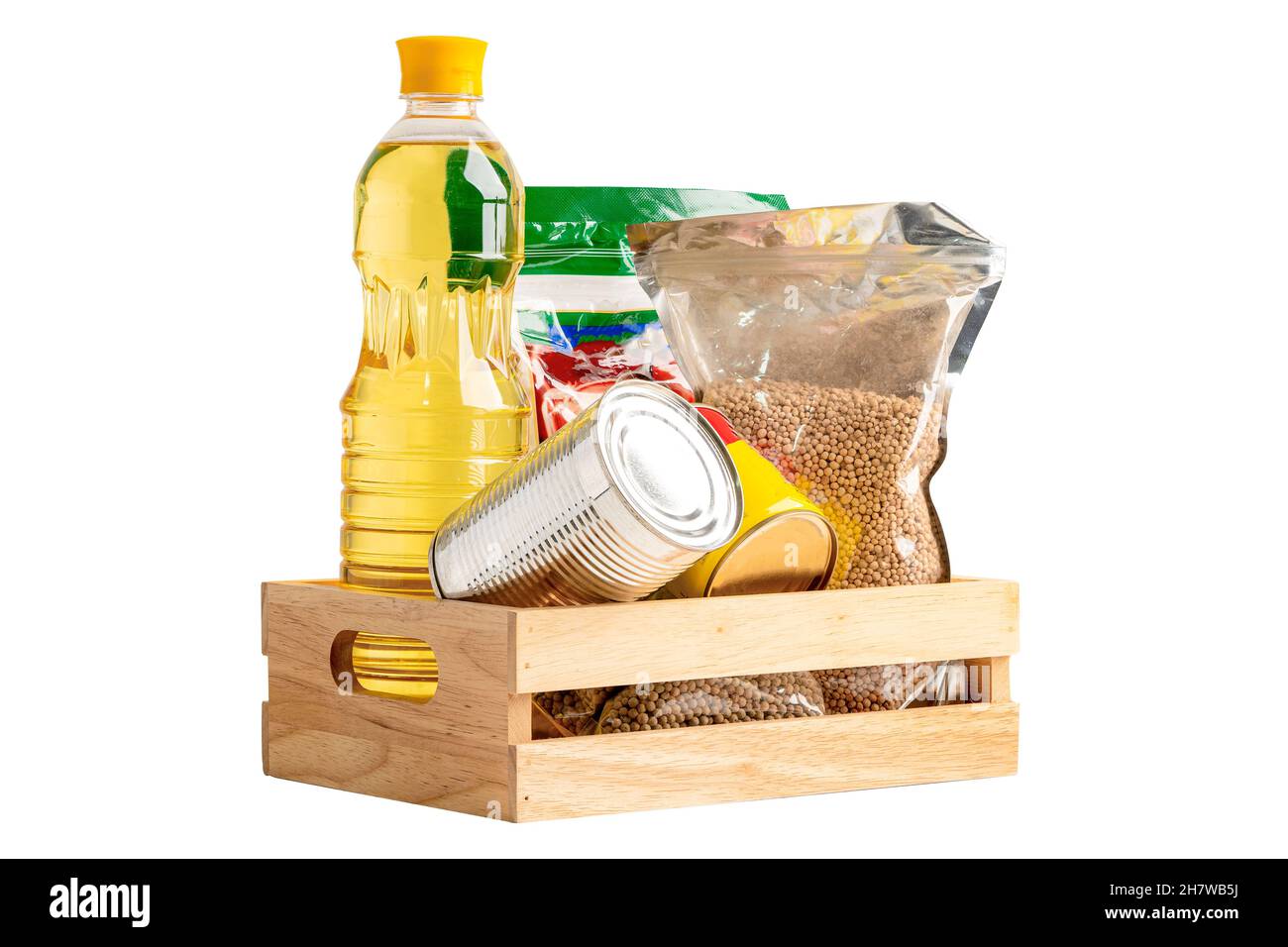 Donation box food support help for poor people in the world isolated on ...