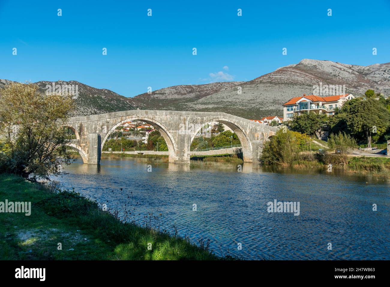The historic monument of the Arslanagic bridge (old bridge) in Trebinje ...