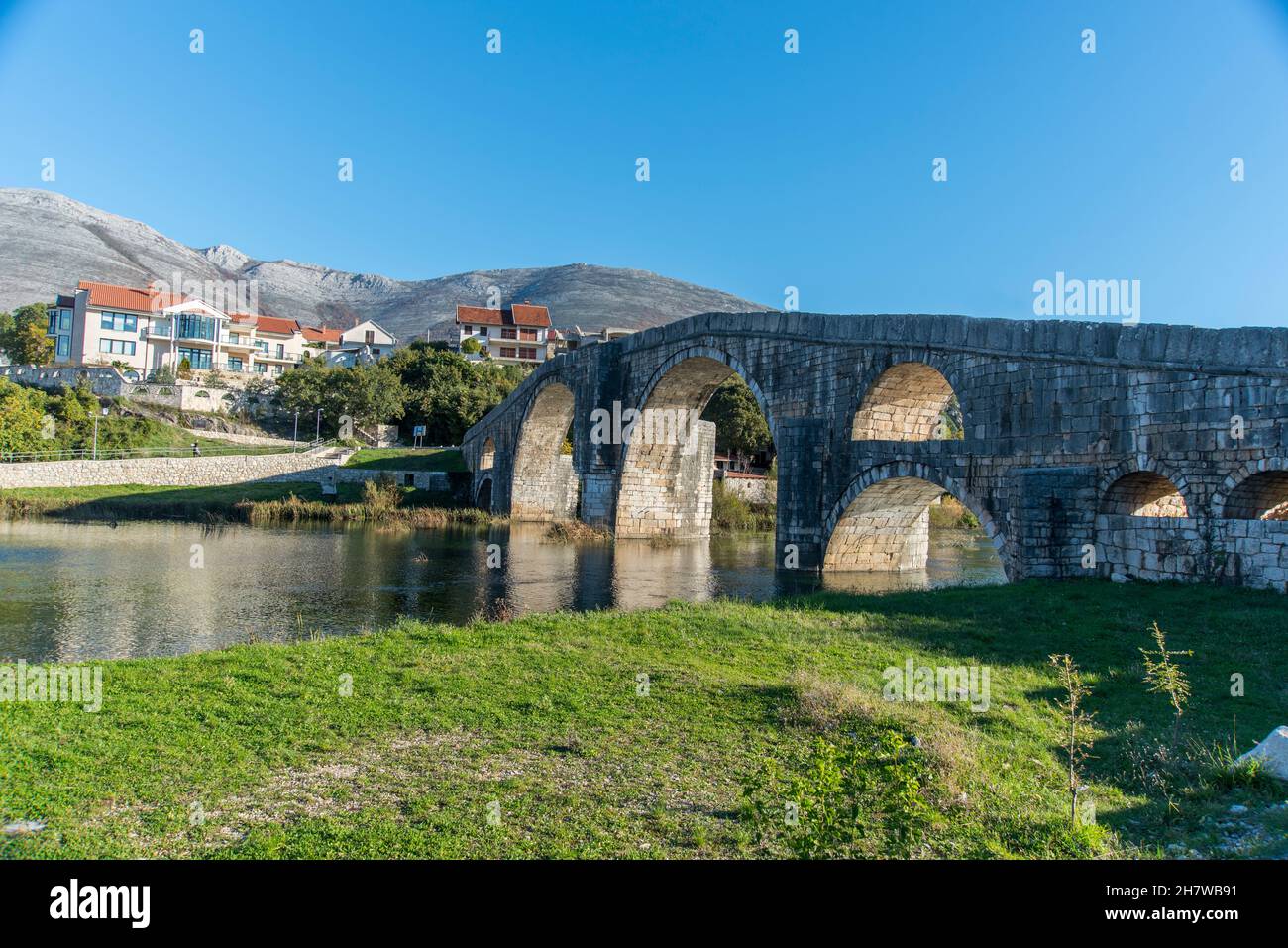 The historic monument of the Arslanagic bridge (old bridge) in Trebinje ...