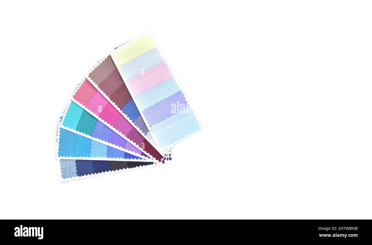 Textile color charts with horizontal copy space on white background ...