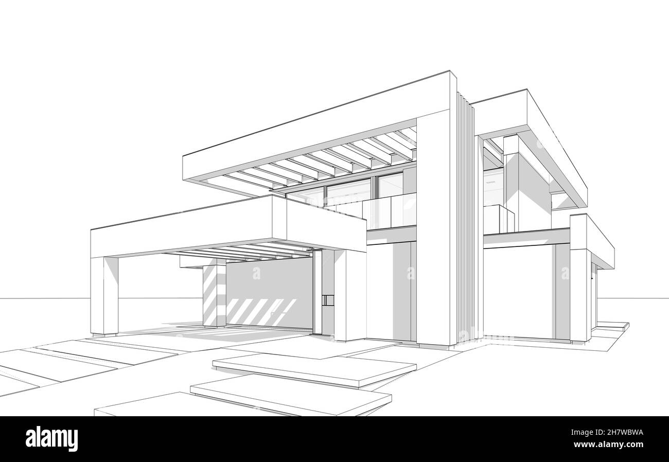 Pool House Drawing Sketches Luxury Modern House With Pool A Grandiose