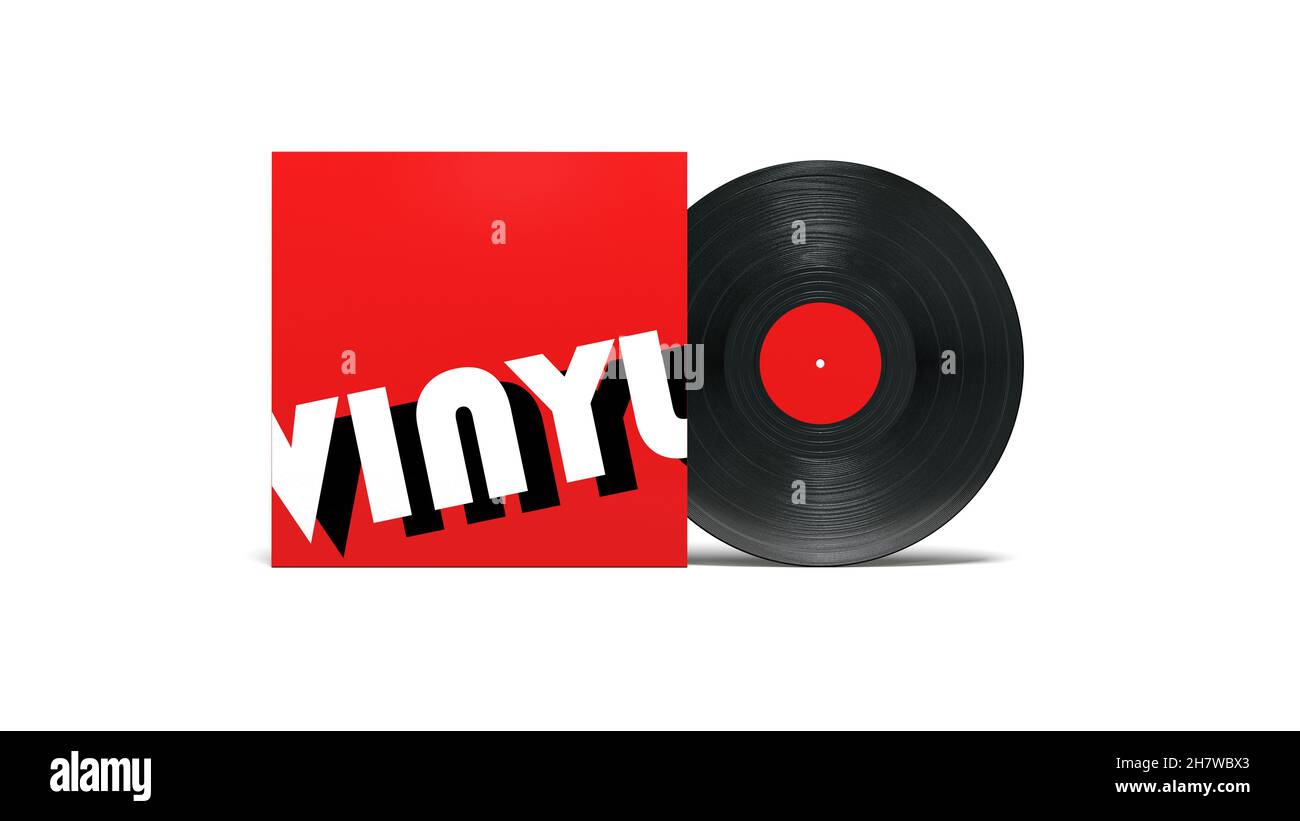 vinyl record on white background - 3D rendering Stock Photo - Alamy