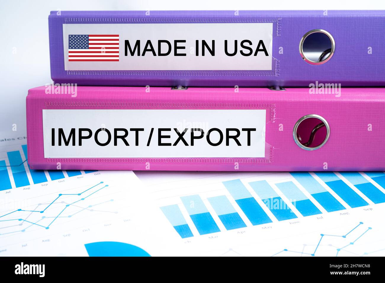 Made in USA, Import and Export. Binder data finance report business ...