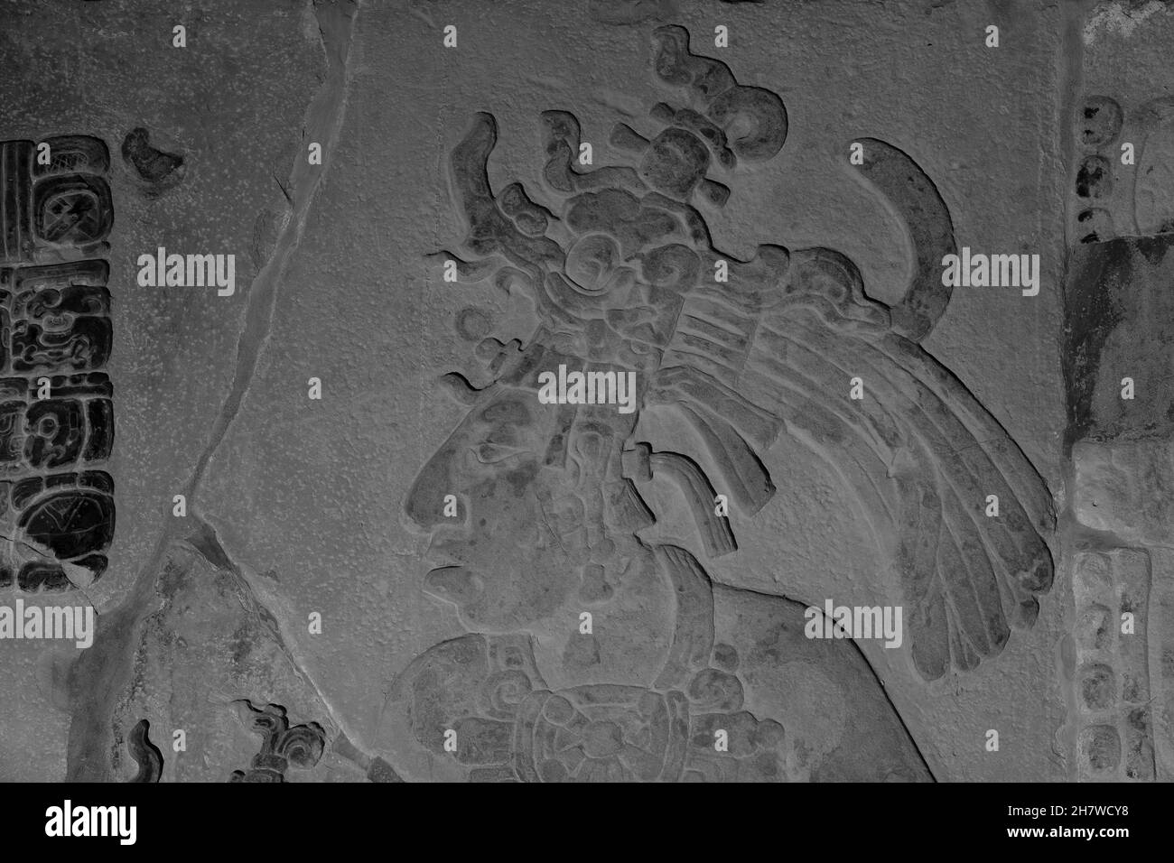 ancient mayan bas relief carvings and sculpture located in the temple ...