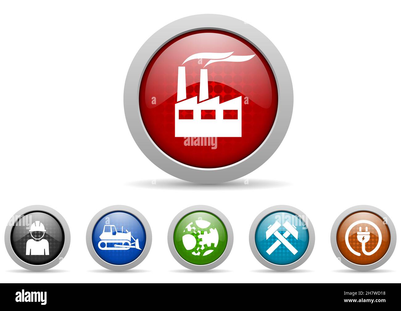 Industry and technology icon set, industrial concept web buttons Stock ...