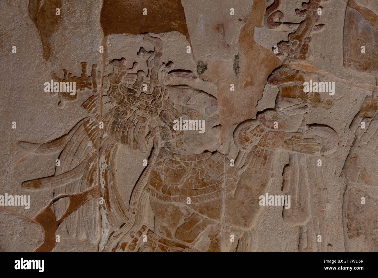 ancient mayan bas relief carvings and sculpture located in the temple ...