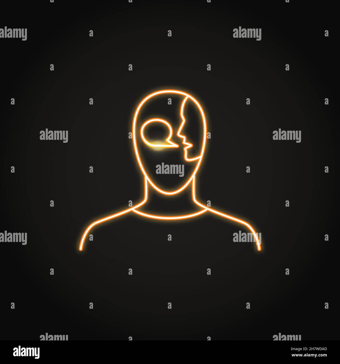 Neon schizophrenia icon in line style. Mental illness symbol. Vector ...