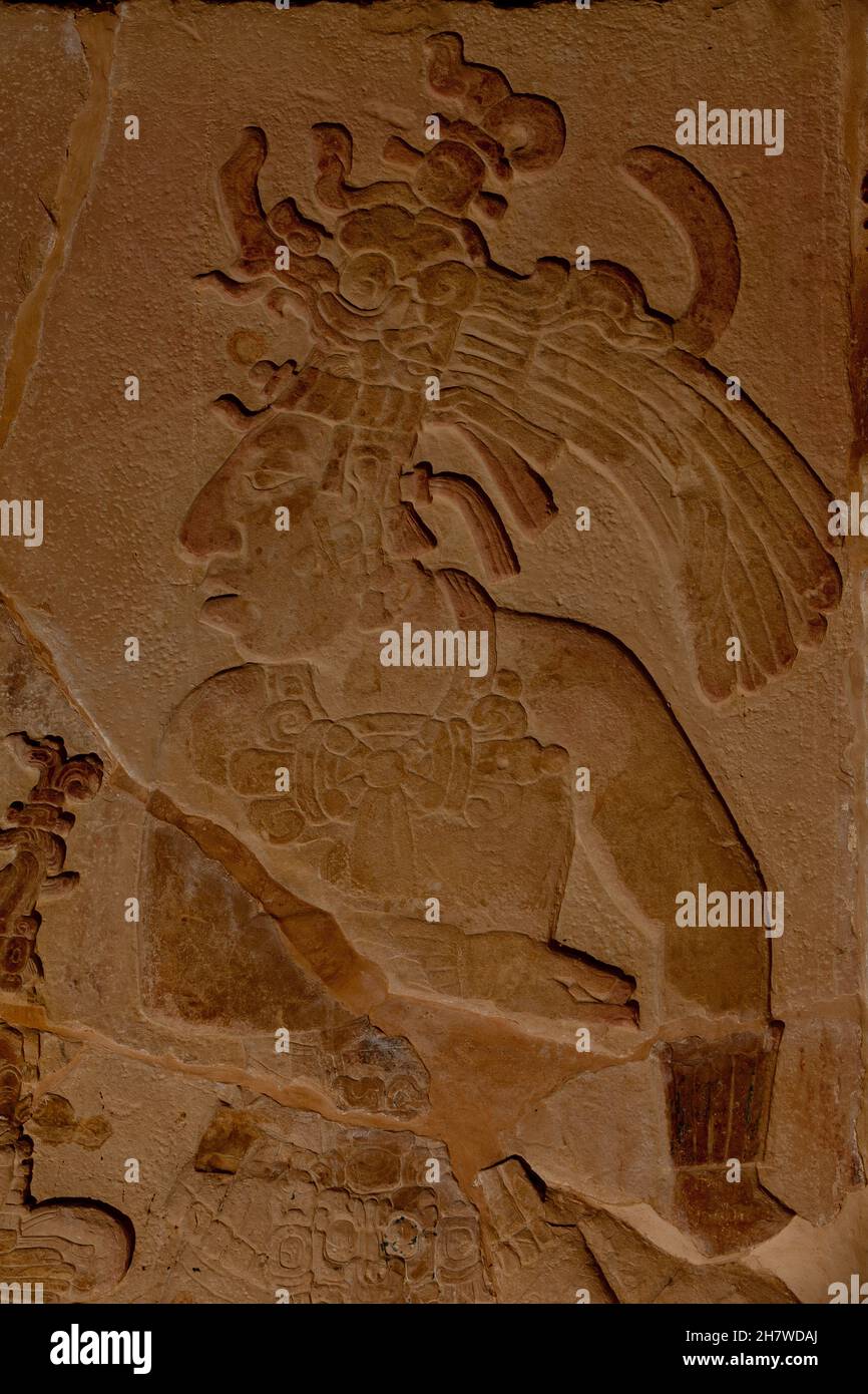 ancient mayan bas relief carvings and sculpture located in the temple ...