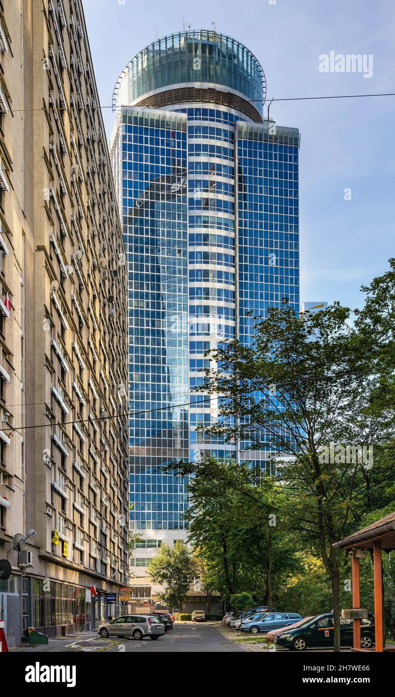 Warsaw, Mazovia / Poland - 2020/08/09: Spektrum Tower office skyscraper ...