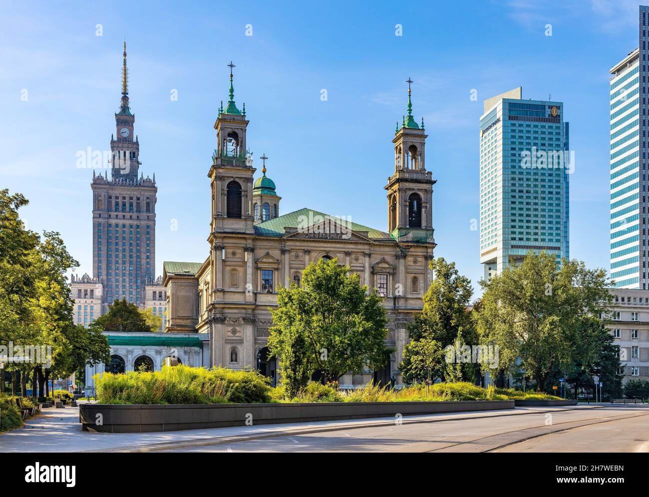 Warsaw, Mazovia / Poland - 2020/08/09: Downtown Srodmiescie district ...