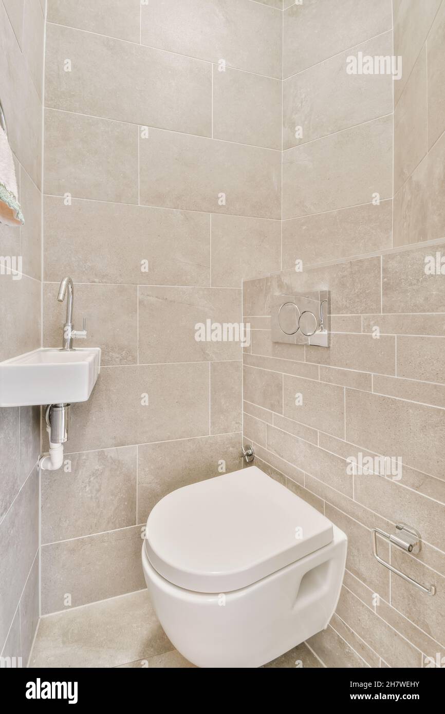 Interior of restroom in elegant luxury house Stock Photo - Alamy