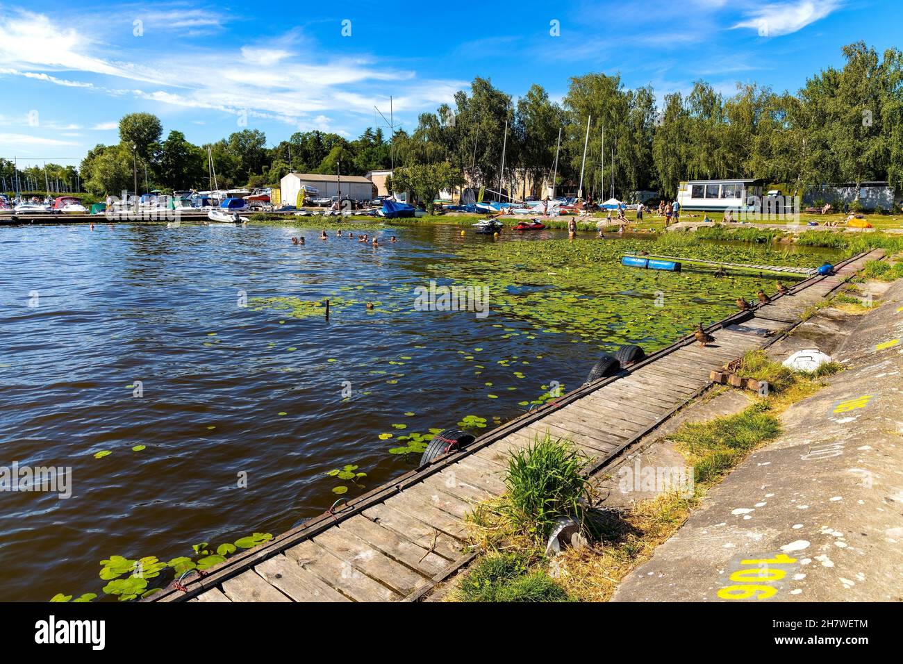 Zegrze, Poland - August 2, 2020: Yacht marina in Zegrze resort town at ...