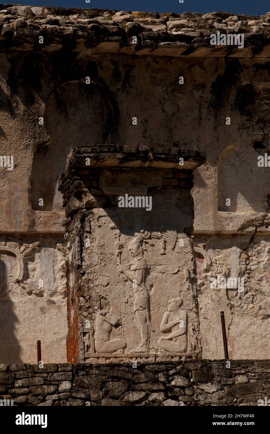 ancient mayan bas relief carvings and sculpture located on The palace ...