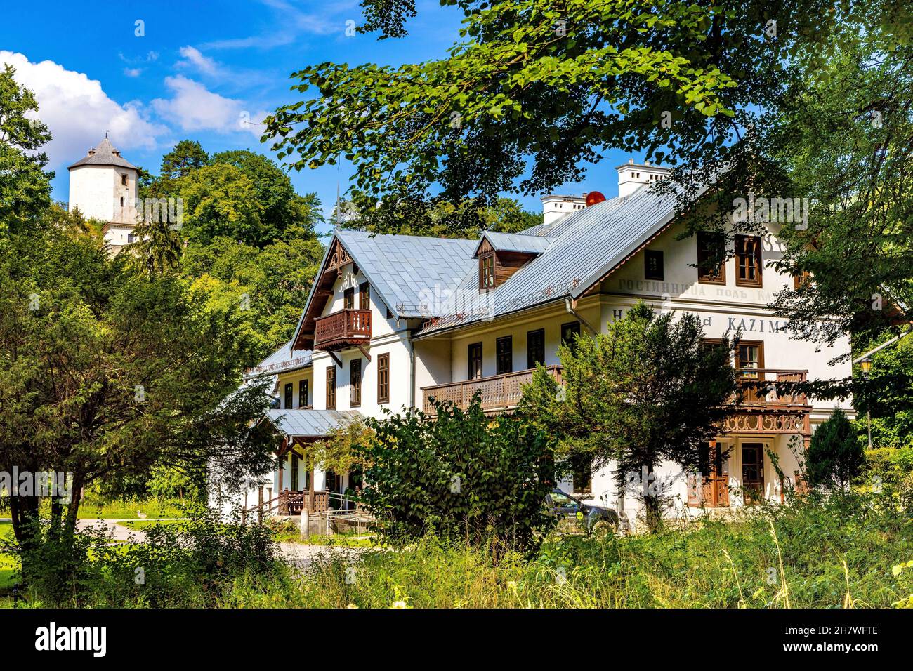Ojcow, Poland - August 24, 2020: Historic wooden villa house Hotel Pod ...