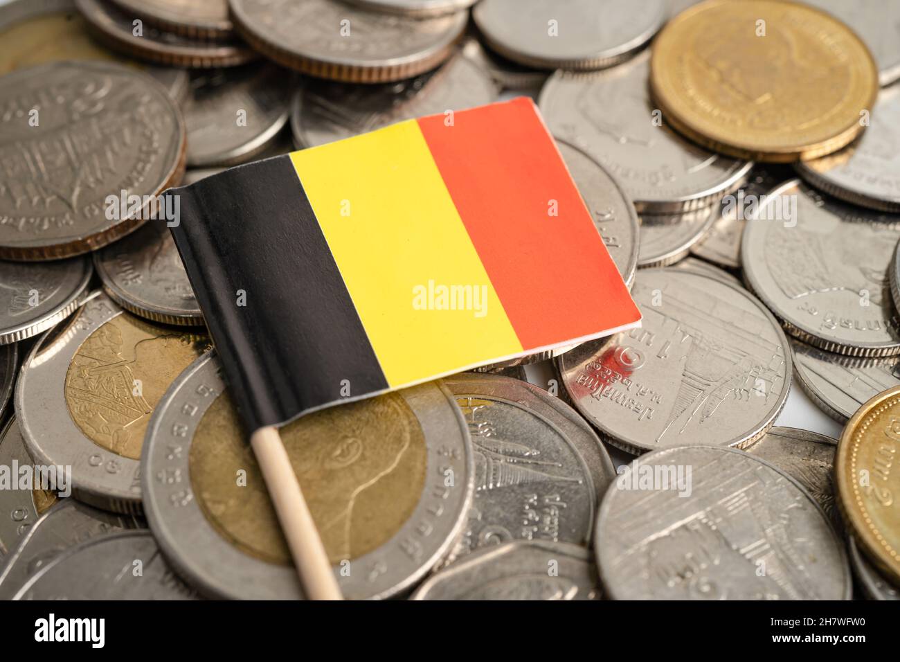 Stack of coins with germany flag on white background. flag on white ...