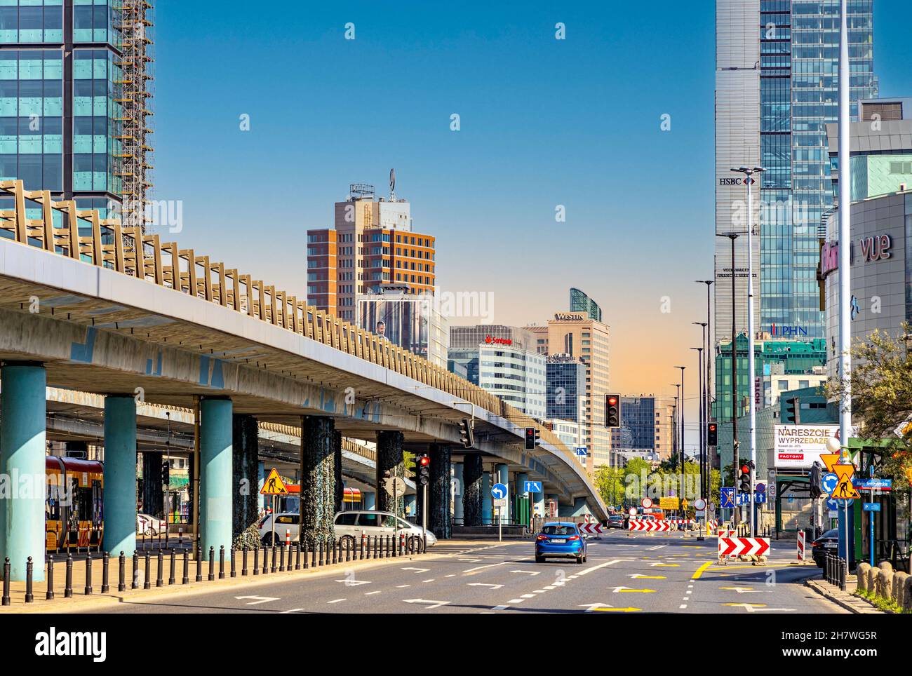 Warsaw, Poland - June 13, 2020: Srodmiescie city center business ...